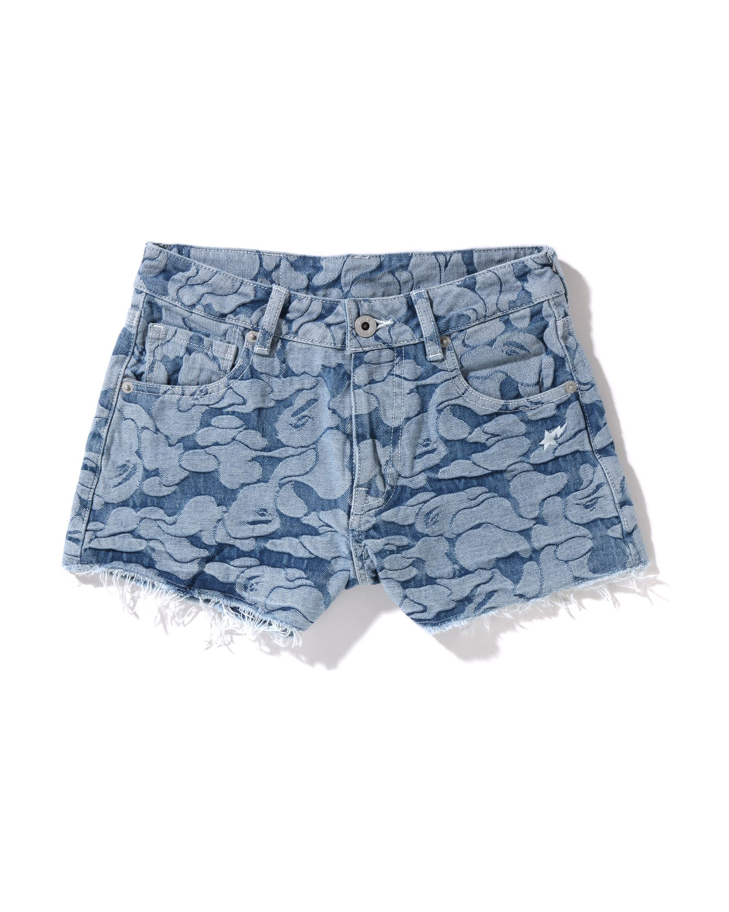 Shop Solid Camo Denim Shorts Online | BAPE